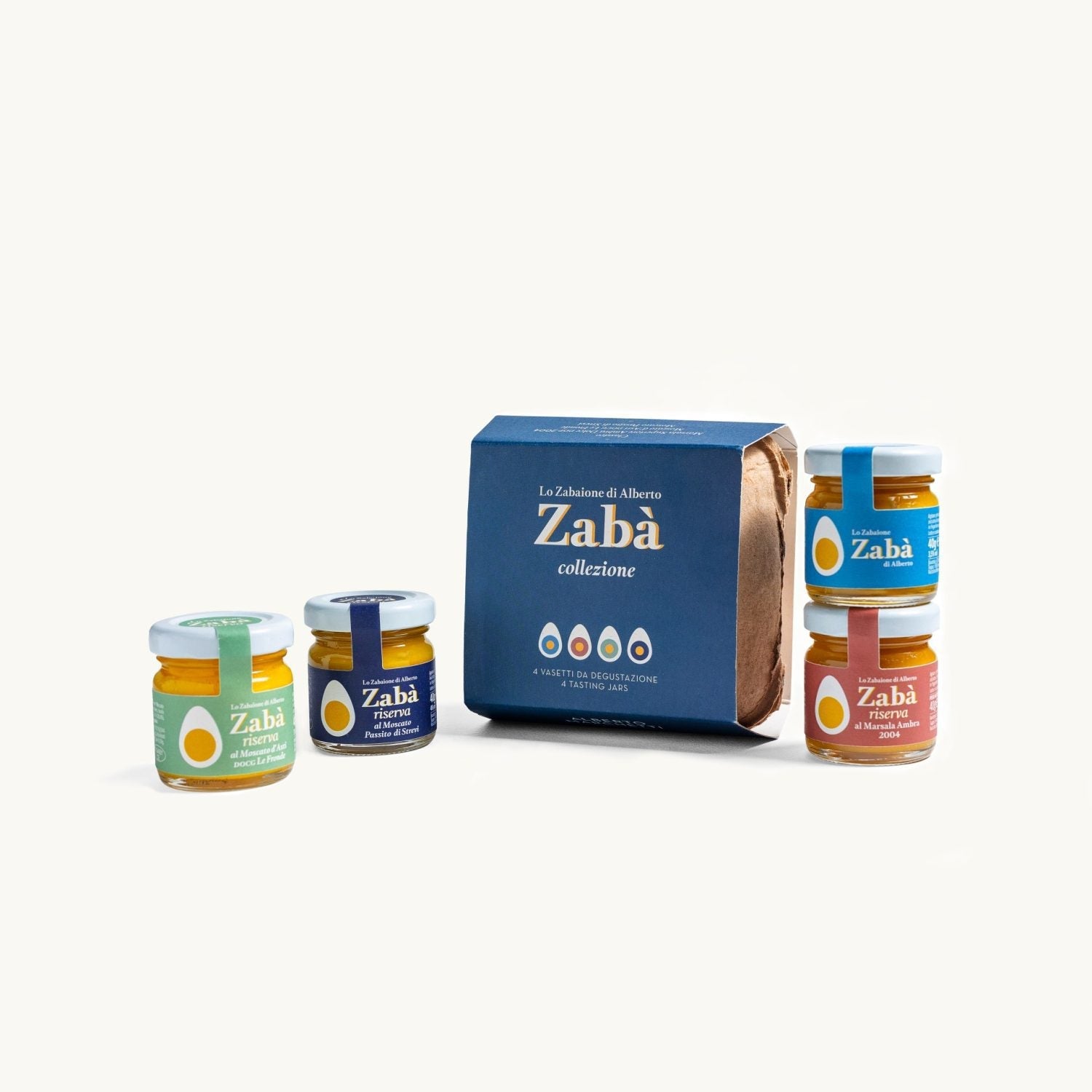 Zabà Mini-Kollektion im Eierbecher, 4 x 40 g – Verschiedene handgefert